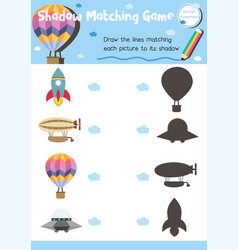 Shadow matching game transportation 5 Royalty Free Vector