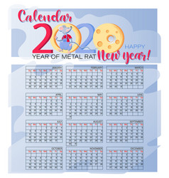 Desktop calendar for 2020 template Royalty Free Vector Image
