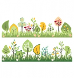 Frame and seamless border with spring flowers Vector Image