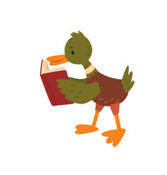 Little duck reading a book Royalty Free Vector Image