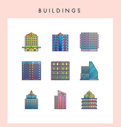 A rainbow above the tall buildings Royalty Free Vector Image