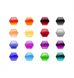 Hexagon shape buttons Royalty Free Vector Image