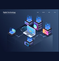 Concept of big data processing isometric data Vector Image