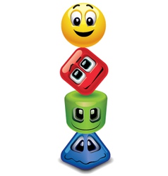 Smiley emoticon in the winners podium take Vector Image