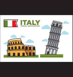 Italy sightseeing landmarks and famous travel Vector Image