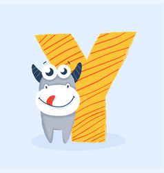 Letter y cartoon alphabet for children yo-yo yak Vector Image