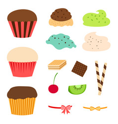 Muffin essential elements set Royalty Free Vector Image