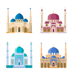 Muslim couple and mosque Royalty Free Vector Image