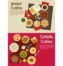 Arabic cuisine traditional meals spoon and fork Vector Image