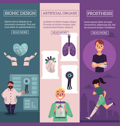 Bionic organs infographic posters set Royalty Free Vector