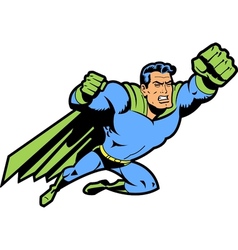 Flying superhero throwing a punch Royalty Free Vector Image
