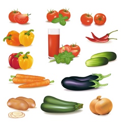 Variety yellow and red fruit and vegetables Vector Image