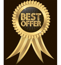 Best offer golden label with ribbons Royalty Free Vector