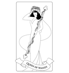 Queen wands with flowers crown holding a rod Vector Image