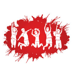 Group of children jumping icon Royalty Free Vector Image