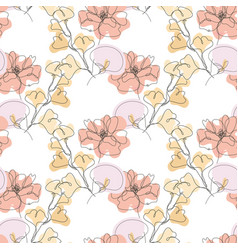 Floral seamless pattern line art Royalty Free Vector Image