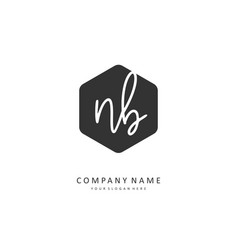 N b nb initial letter handwriting and signature Vector Image