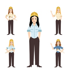 Set of engineer women Royalty Free Vector Image