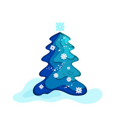 Paper tree on blue background Royalty Free Vector Image