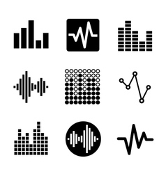 Black music soundwave icon set Royalty Free Vector Image