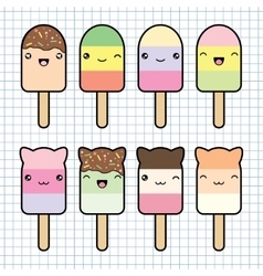 Set collection of cute kawaii style labels Vector Image