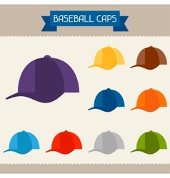 Colored baseball caps templates set of Royalty Free Vector