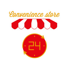 Convenience store sign emblem red and white Vector Image