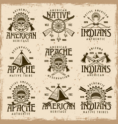 Native american indians emblems isolated on white Vector Image