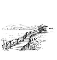 Bridge landscape Royalty Free Vector Image - VectorStock