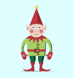 Cute christmas elf cartoon presenting Royalty Free Vector