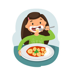 Child eating healthy food Royalty Free Vector Image