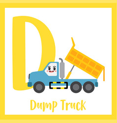 Letter d tracing dump truck Royalty Free Vector Image