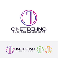 V letter one line colorful logo design template Vector Image