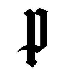 Letter p in gothic style alphabet symbol Vector Image