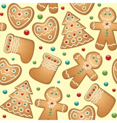 Gingerbread seamless pattern holiday gingerbreads Vector Image