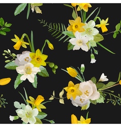 Seamless pattern floral background spring flowers Vector Image