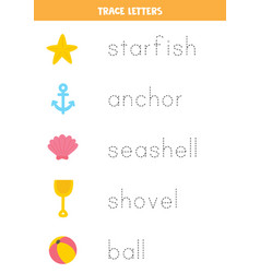 Tracing letters english alphabet writing Vector Image