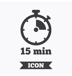 Timer sign icon 15 minutes stopwatch symbol Vector Image