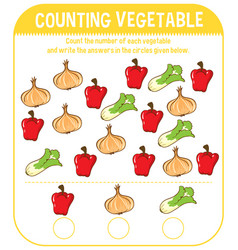Math game template with counting vegetable Vector Image