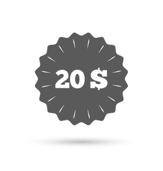 20 Dollars sign icon USD currency symbol Vector Image
