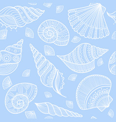 Sea theme seamless pattern in doodle boho style Vector Image