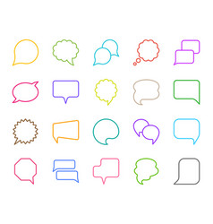 Speech bubble simple black line icons set Vector Image
