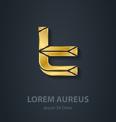 T golden gold feather letter logo icon design Vector Image