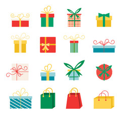 Holiday icons in flat style Royalty Free Vector Image
