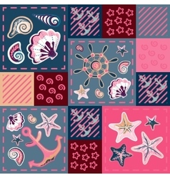 Nautical patchwork seamless pattern Royalty Free Vector
