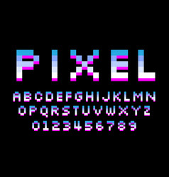 Pixel video game font retro 8-bit letters and Vector Image