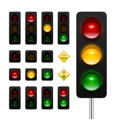Set of traffic lights icon red green and orange Vector Image