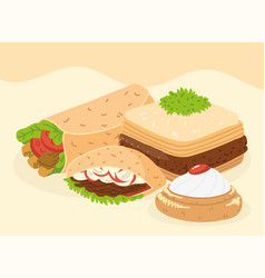 Arabic food symbol collection Royalty Free Vector Image