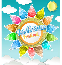 Ice cream paper cut design summer food Royalty Free Vector