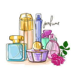 Set of isolated perfume bottles Royalty Free Vector Image